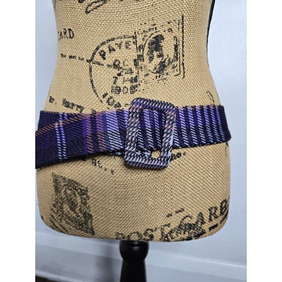 Vintage | Accessories | Vintage Purple Plaid Fabric Belt | Poshmark